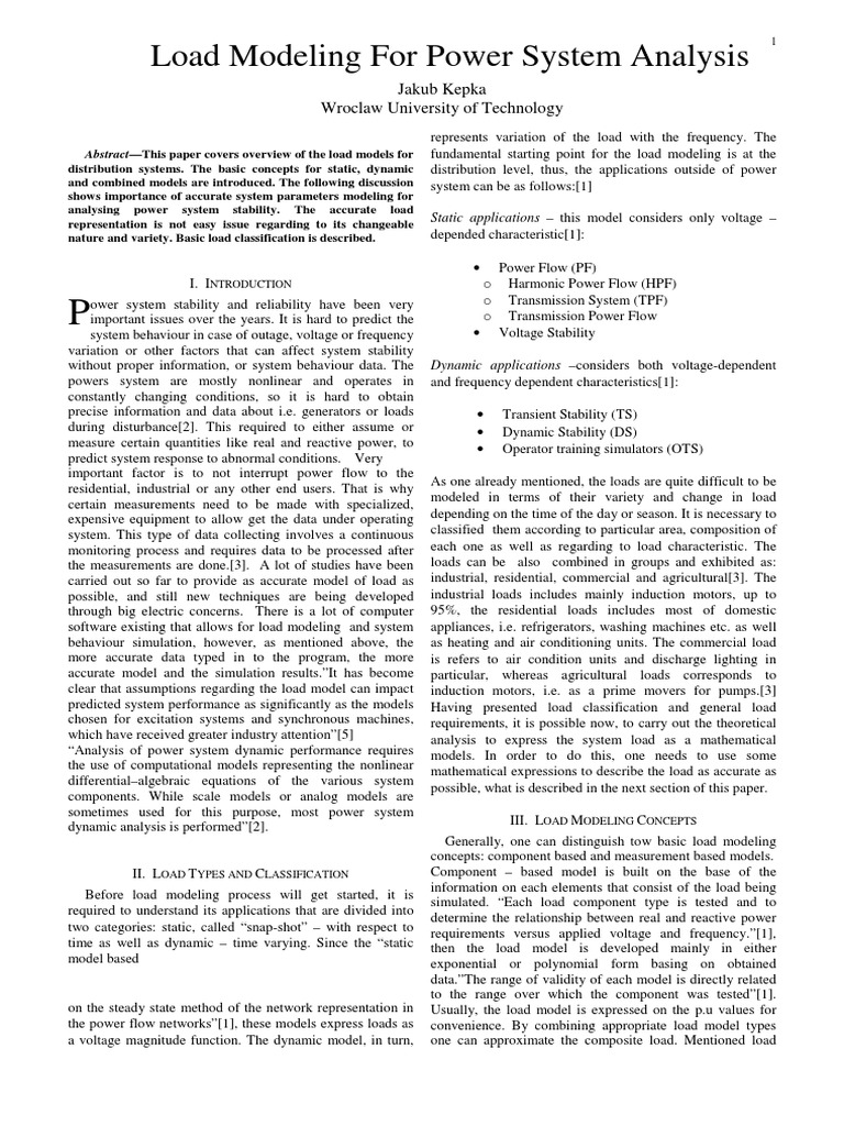 Load Modeling | PDF | Ac Power | Electrical Impedance
