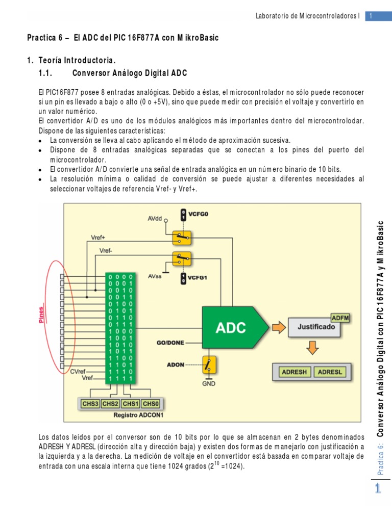 ADC con PIC16F877A y MikroBasic | PDF | Microcontrolador | Señal analoga
