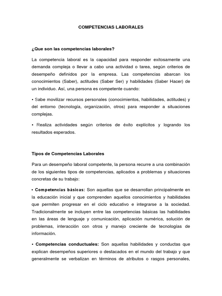 Competencias Laborales | PDF | Recursos humanos | Derecho laboral