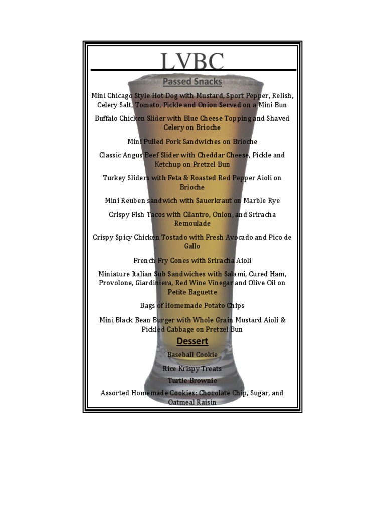 Mini Snack Menu for Events | PDF