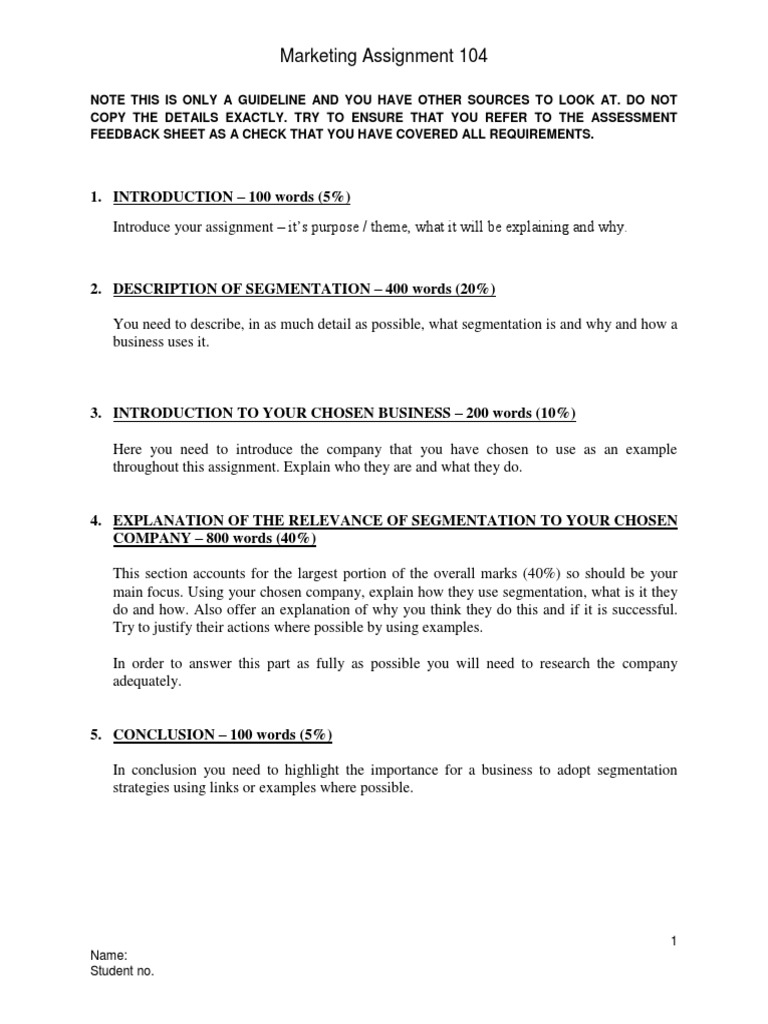 Marketing Assignment on Segmentation | PDF