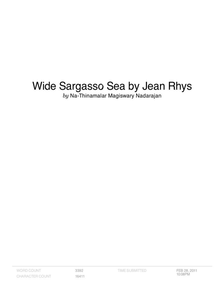 Wide Sargasso Sea Overview and Analysis | PDF