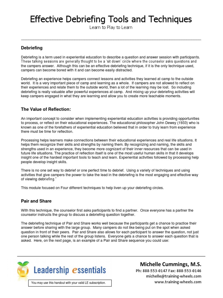 Effective Debriefing | PDF | Experiential Education | Experience