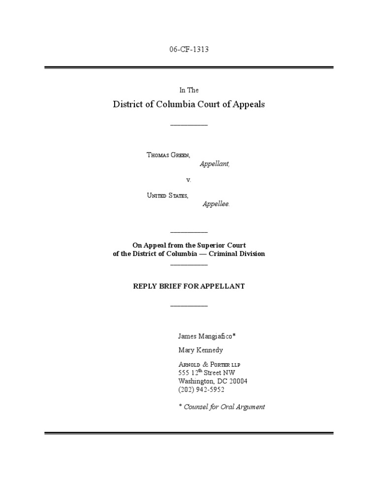 Tom Green Reply Brief | PDF | Miranda Warning | Plea