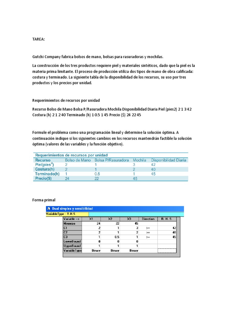 Problema de Dual Simplex PDF | PDF
