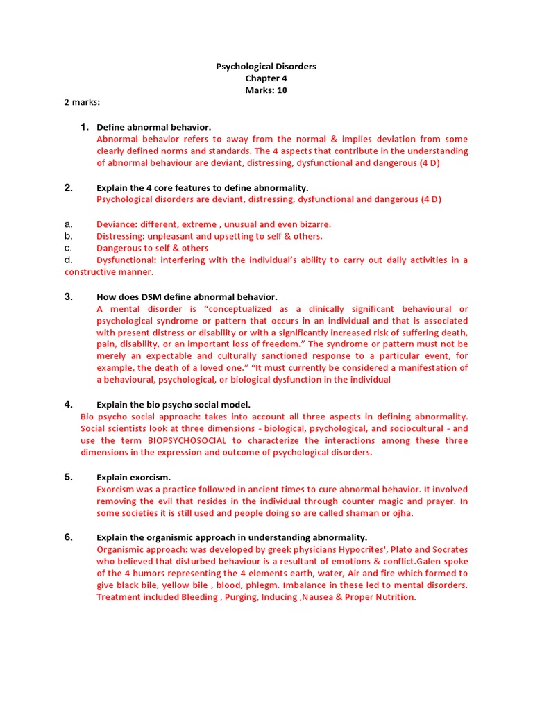 Psychological Disorders Chapter 4 Summary | PDF | Hallucination | Phobia