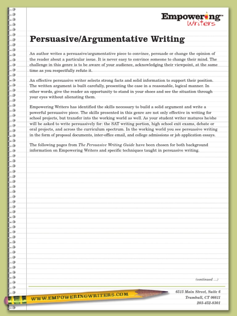 Persuasive Argumentative Writing | PDF | Argument | Persuasion