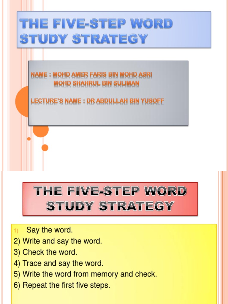 The Five-Step Word Study Strategy | PDF