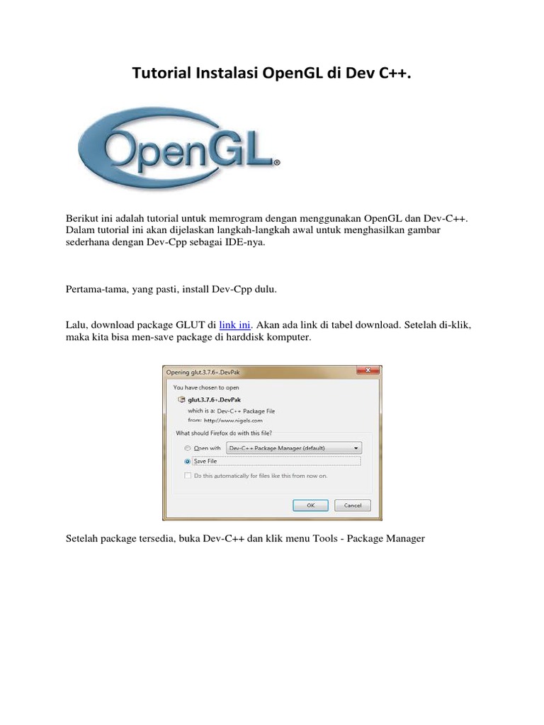 Tutorial Instalasi OpenGL Di Dev C | PDF