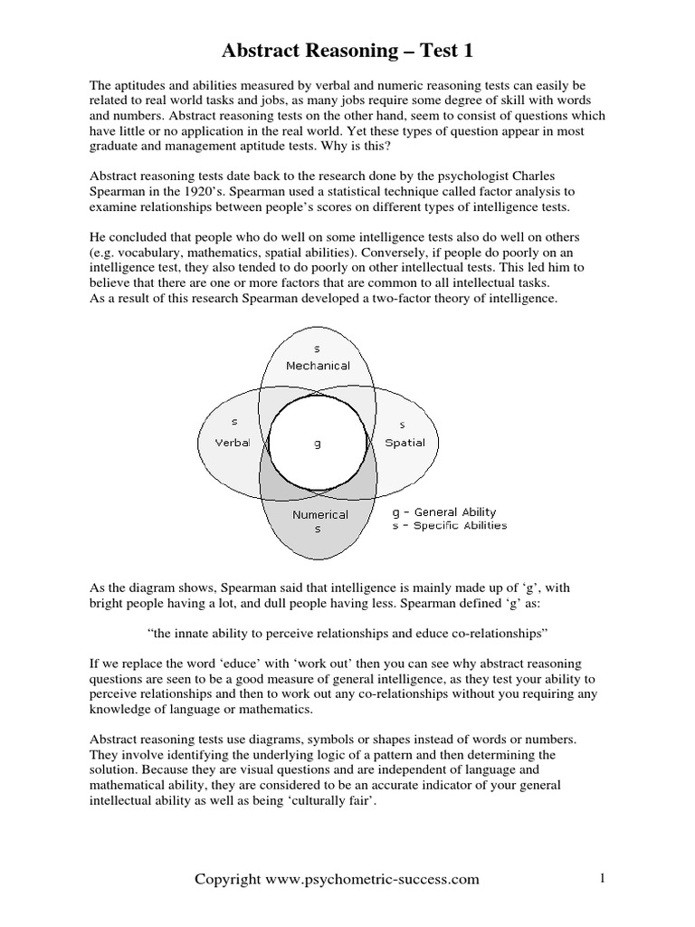 Abstract Reasoning - Test 1 | PDF | Games & Activities | Teaching ...