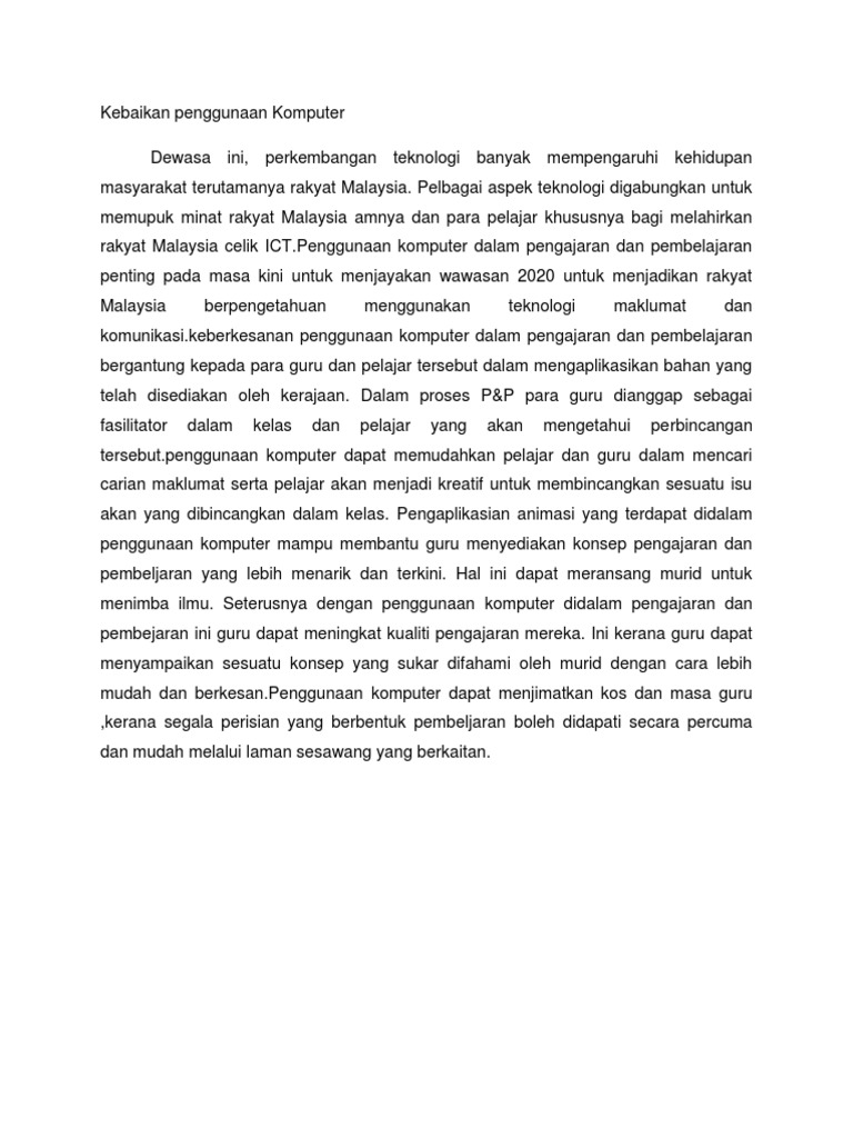 Kebaikan Penggunaan Komputer | PDF