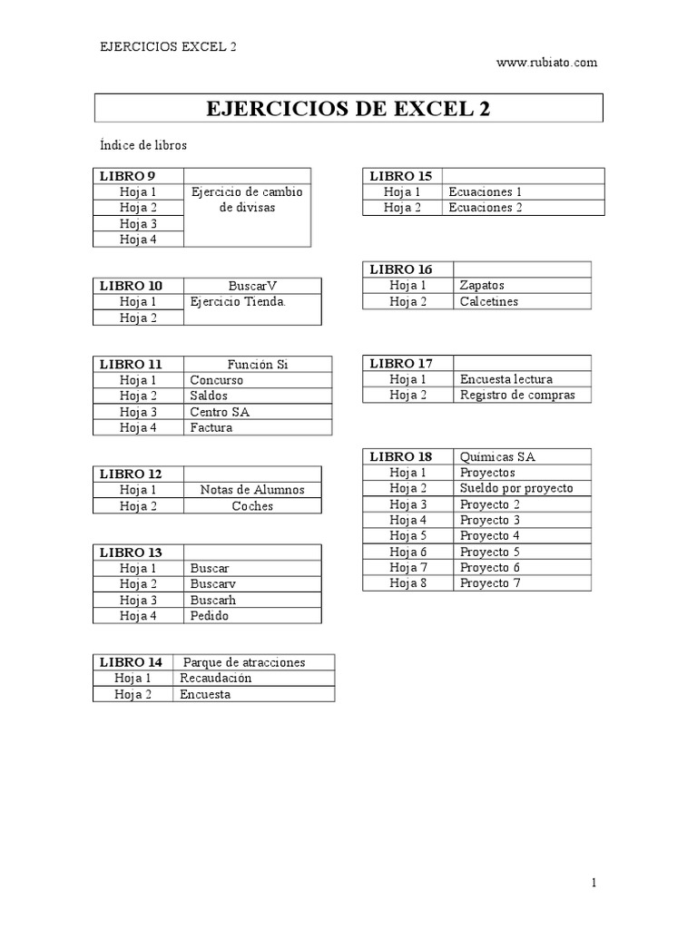 Ejercicios Excel 2 | PDF | Hoja de cálculo | Software de la aplicacion