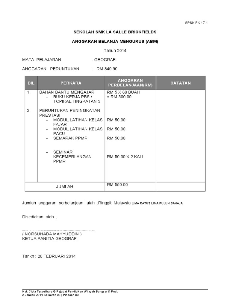 Anggaran Belanja Mengurus (Abm) | PDF
