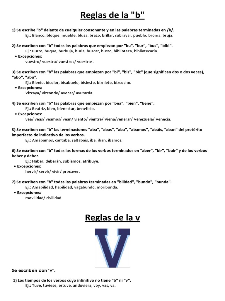 Reglas de uso de la B y la V | PDF | Gramática | Sintaxis