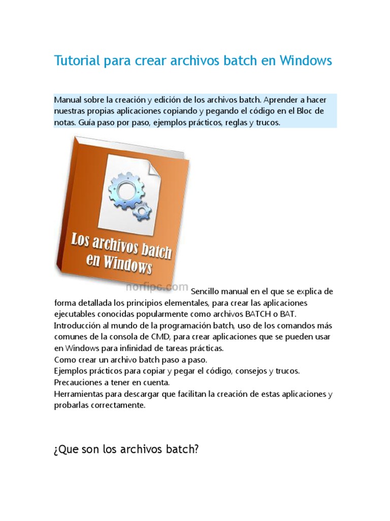 Tutorial para Crear Archivos Batch en Windows | PDF | Interfaz de línea ...