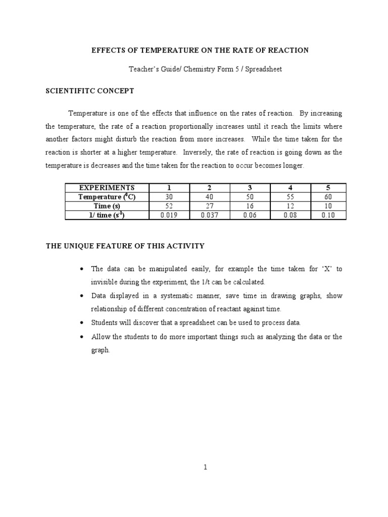 Temperature's Impact on Reaction Rate | PDF | Reaction Rate | Chemical ...