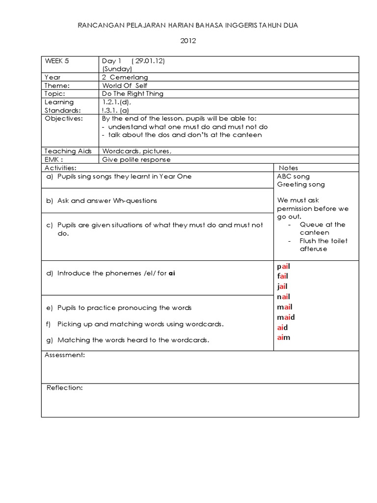 rph english year 2 | Communication | Linguistics