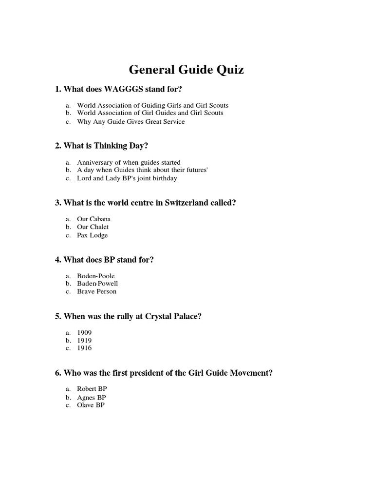 General Guide Quiz and Trivia | PDF | Sports & Recreation