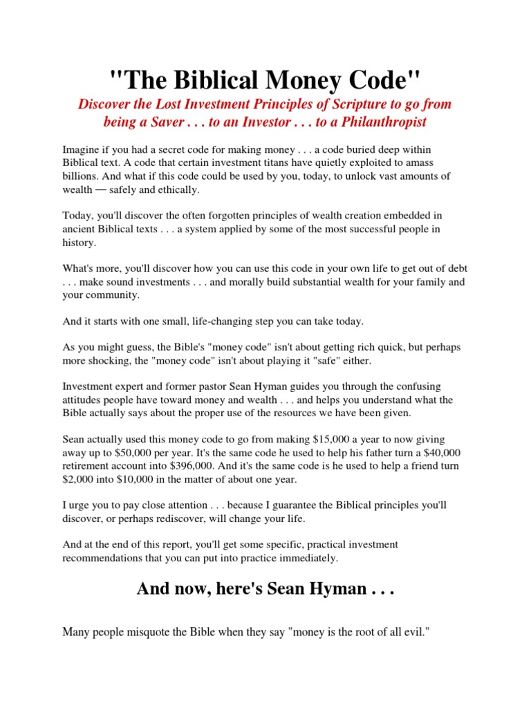 The Biblical Money Code | PDF | Stocks | Stock Market
