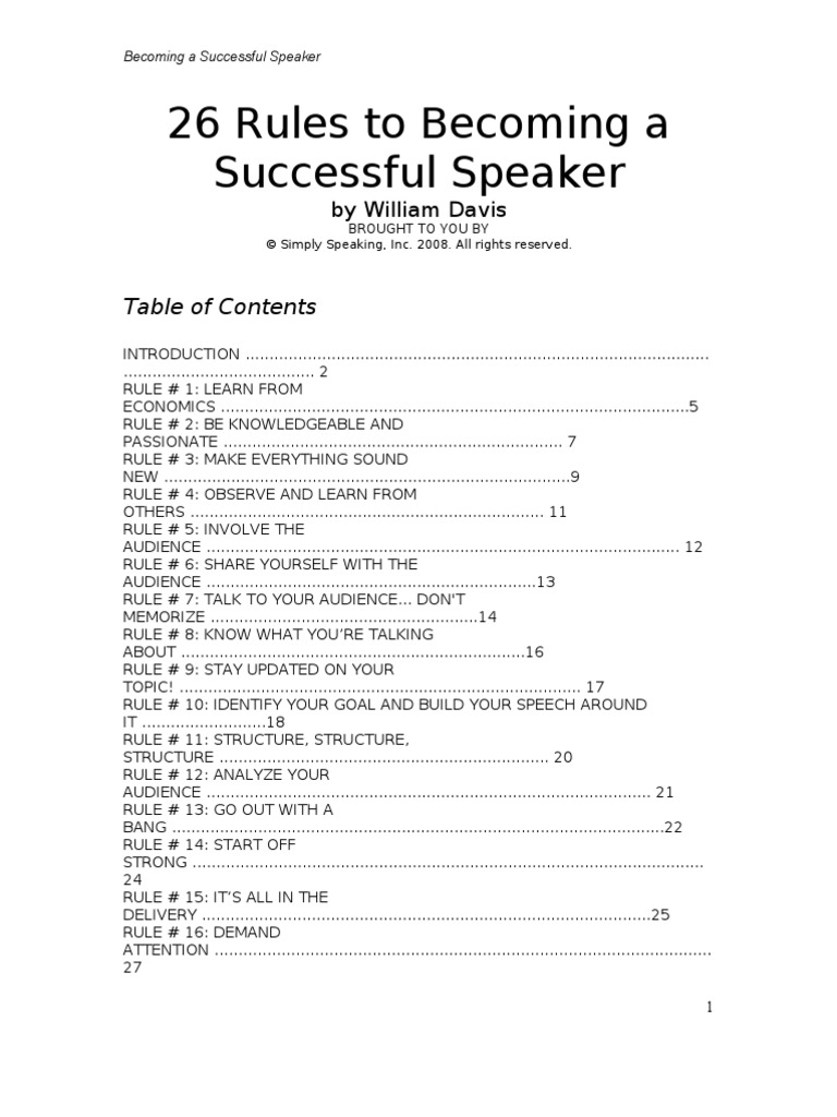 26 Rules To Becoming A | PDF | Public Speaking | Audience