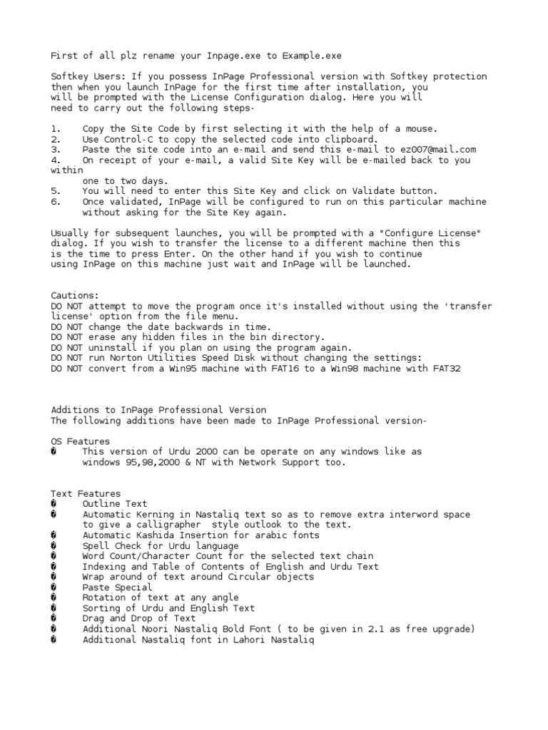 InPage Professional License Setup Guide | PDF | Microsoft Windows ...