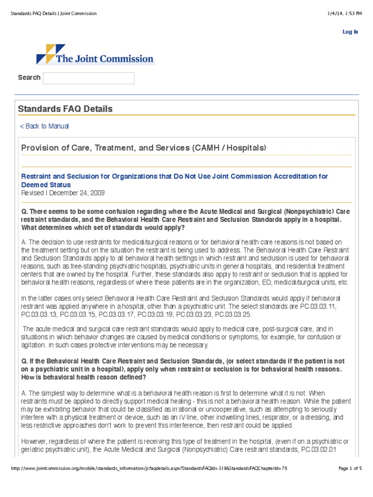 Standards FAQ Details - Joint Commission | PDF | Joint Commission ...