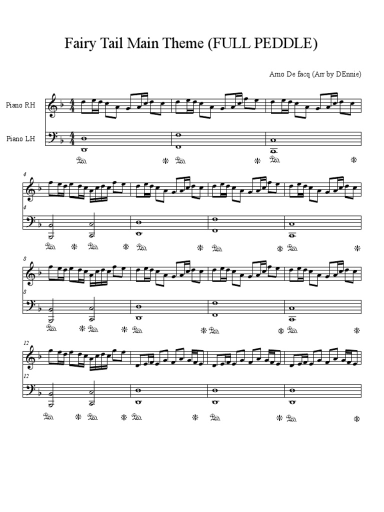 Fairy tail main theme piano sheet