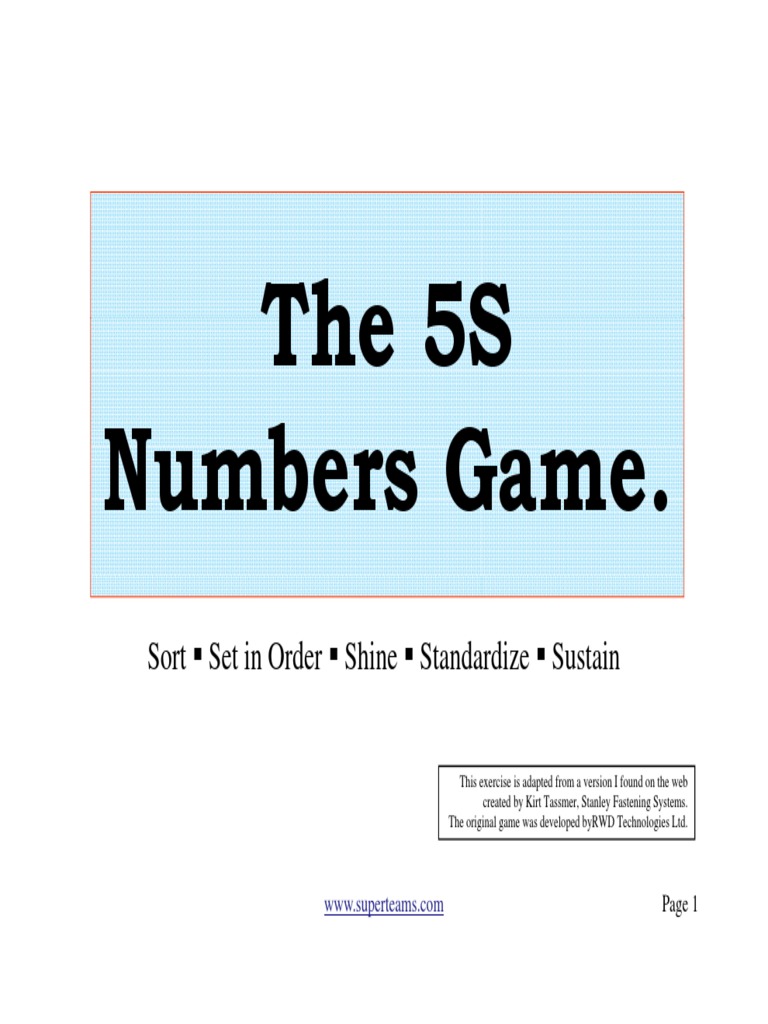 5S Numbers Game Exercise Guide | PDF | Business