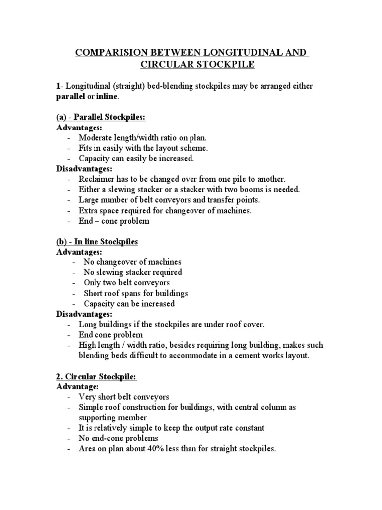 Comparision Between Longitudinal Circular Stockpile | PDF