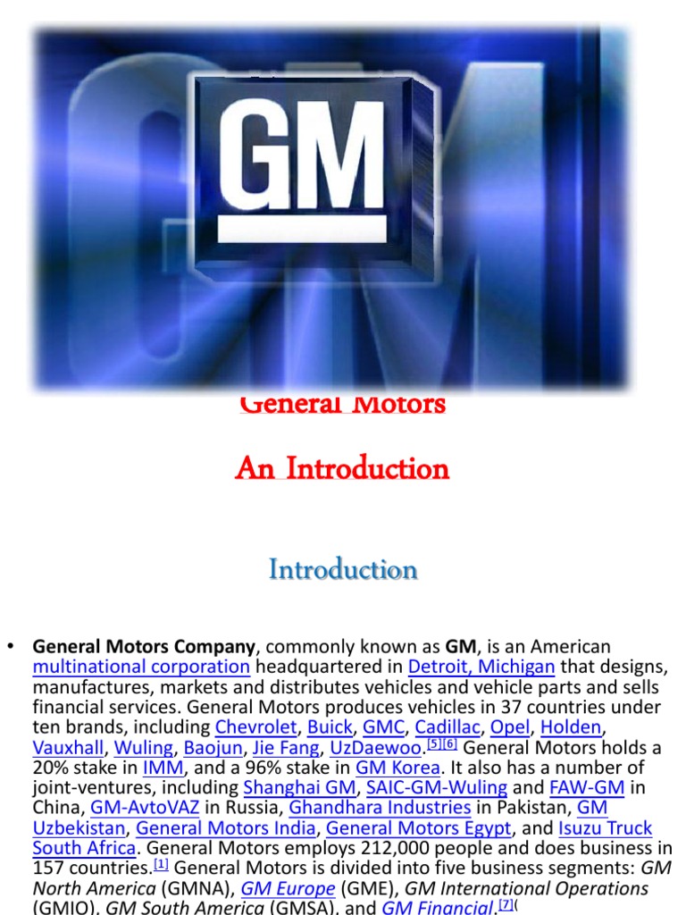 An Overview of General Motors' Global Operations and Brand Portfolio | PDF