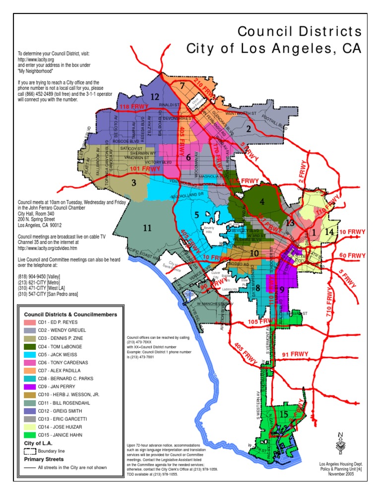 City Council Districts For The City of Los Angeles, California | PDF ...