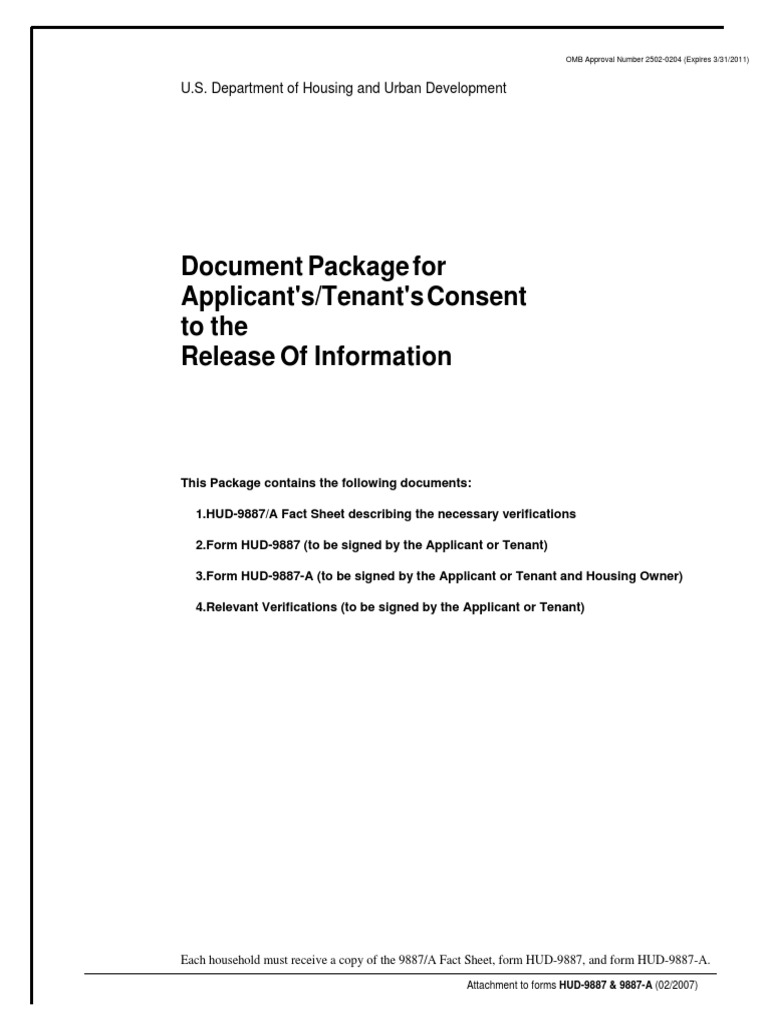 HUD Form 9887 | PDF | Section 8 (Housing) | Unemployment Benefits