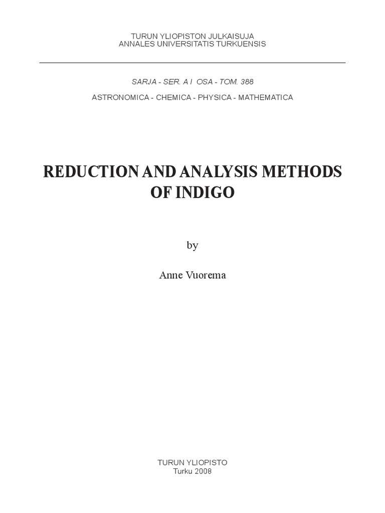 Reduction and Analysis Methods of Indigo | PDF