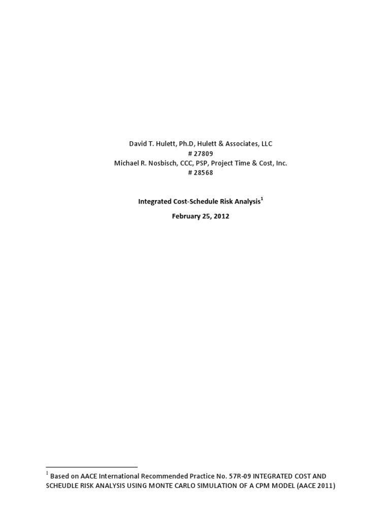 Cost-Schedule Risk Analysis Guide | PDF | Risk | Monte Carlo Method