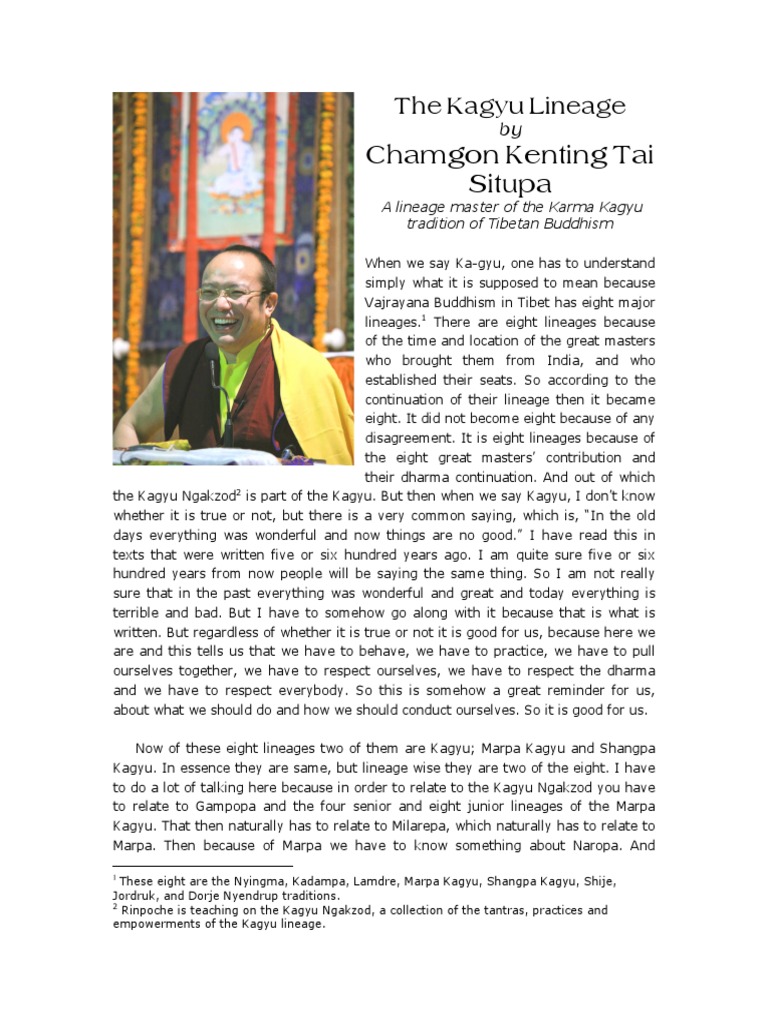 The Kagyu Lineage | PDF | Tibetan Literature | Buddhism And Sexuality