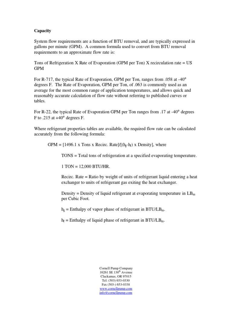 Refrigeration Flow Rate Calculation Guide | PDF