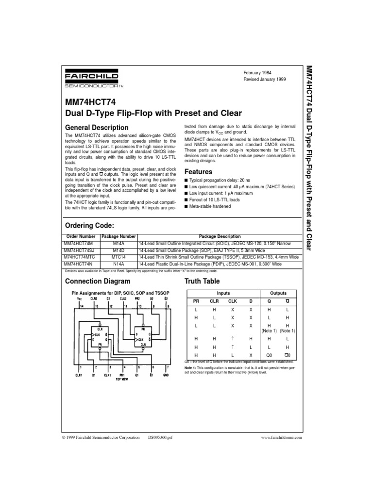 74HCT74 PDF | PDF | Cmos | Electronic Circuits
