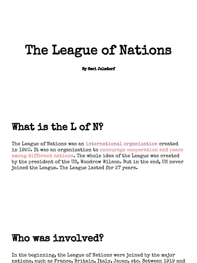 The League of Nations 1 1 | PDF | League Of Nations | International ...