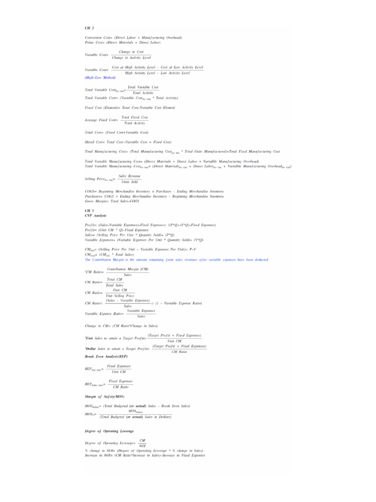 Managerial Accounting Midterm 1 Cheatsheet | PDF Managerial Accounting Midterm 1 Cheatsheet | PDF