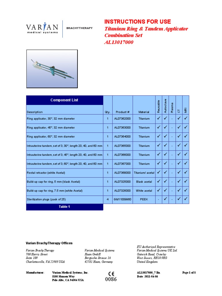 Titanium Ring & Tandem Set AL13017000 2011-04-06 en | PDF | Magnetic ...