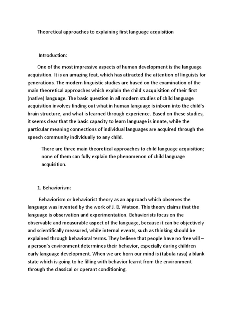 Theories of First Language Acquisition | PDF | Language Acquisition ...