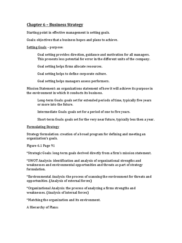 Business Strategy - Summary of Chapter 6 | PDF | Strategic Management ...