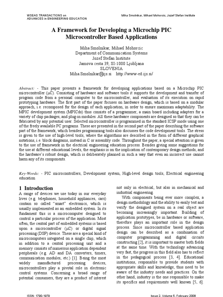 A Framework For Developing A Microchip Pic Microcontroller Based