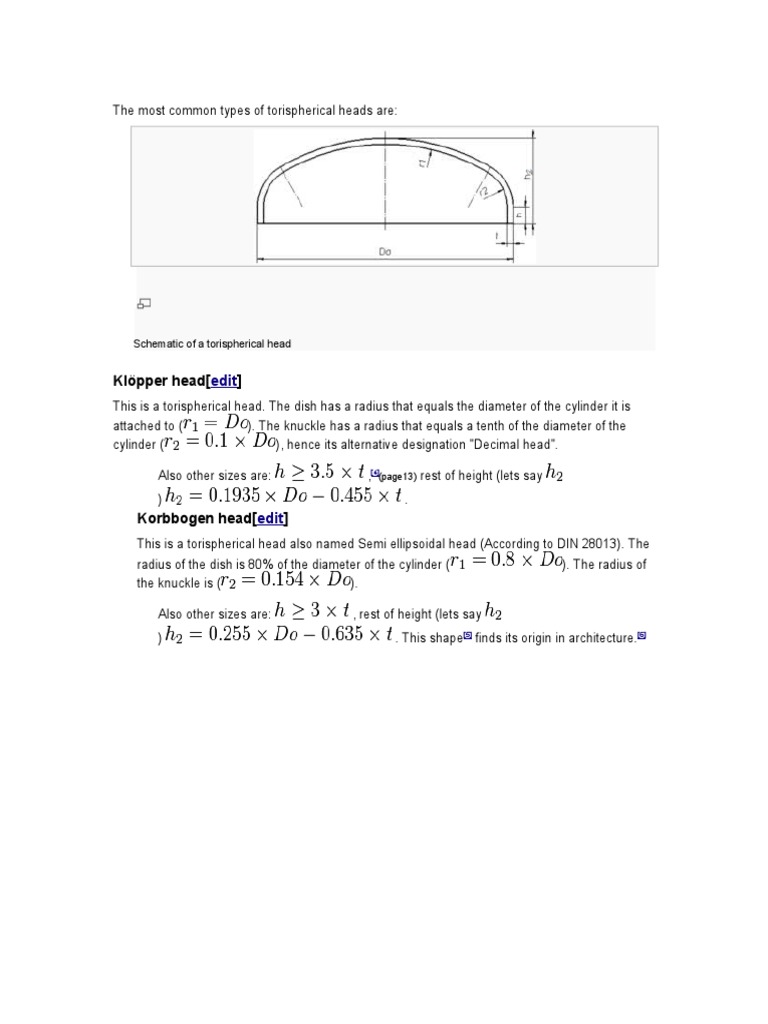 The Most Common Types of Torispherical Heads Are | PDF