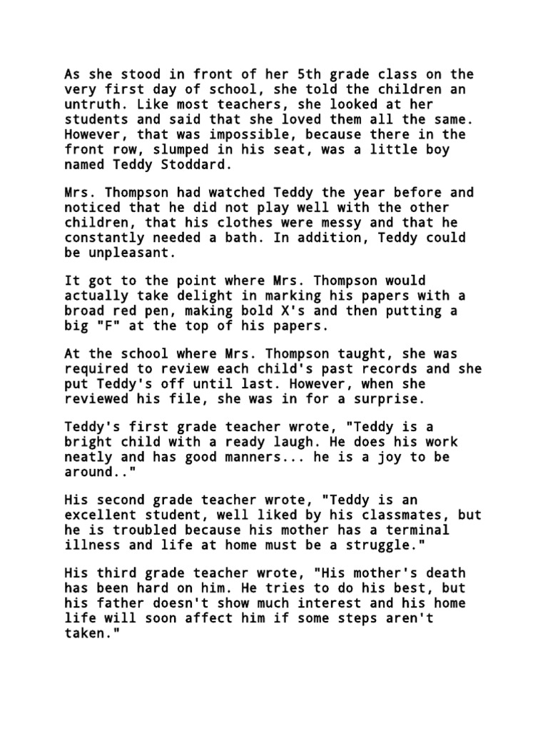 Teddy Stoddard's Story | PDF