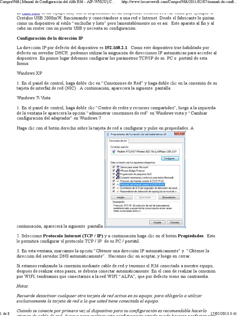 CompraWifi - Manual de Configuración Del Alfa R36 - AIP-W502U ...