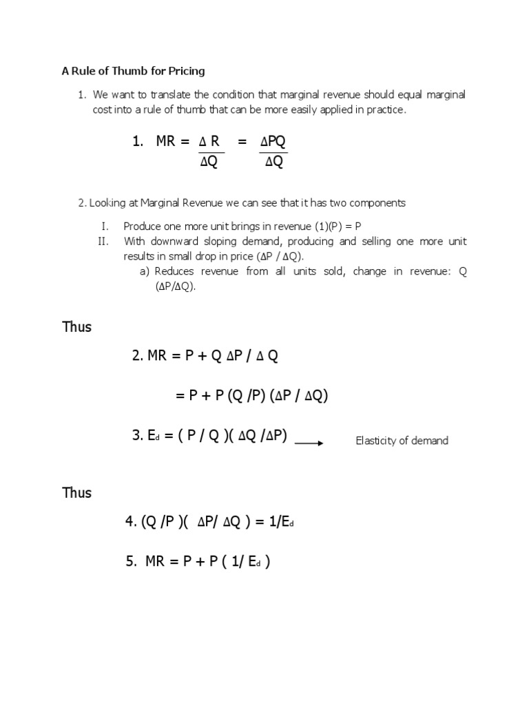 Pricing Strategies and Elasticity Rules | PDF