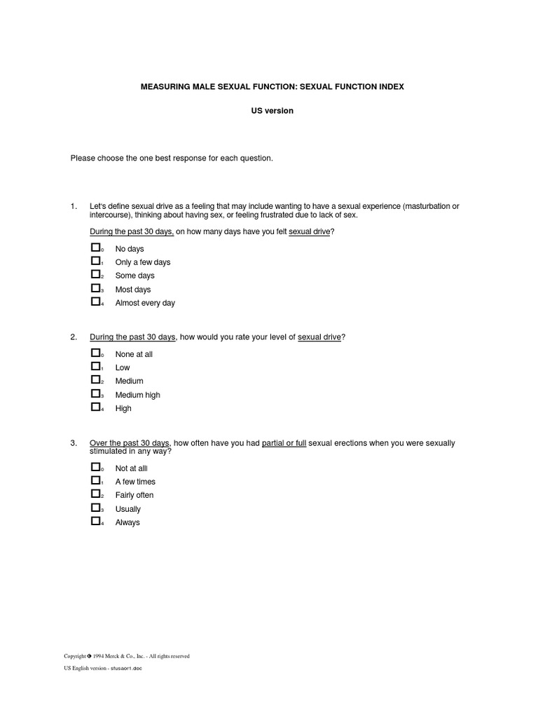 Brief Male Sexual Function Inventory - Questionnaire | Sexual ...