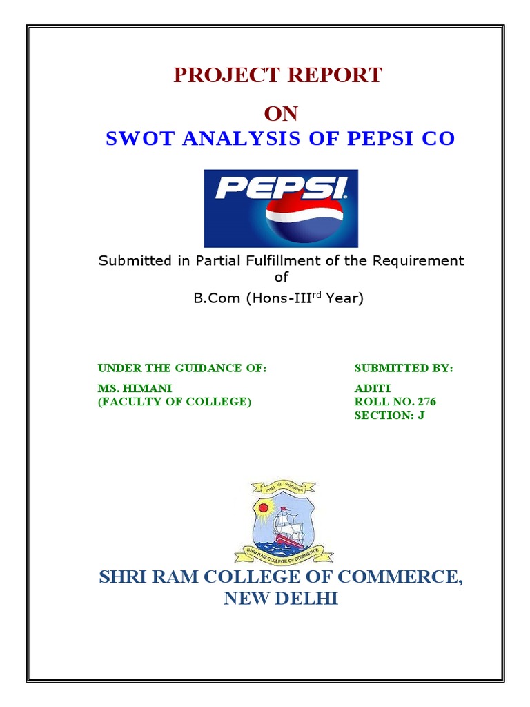 Swot Analysis of Pepsi Co | PDF | Competitive Advantage | Brand