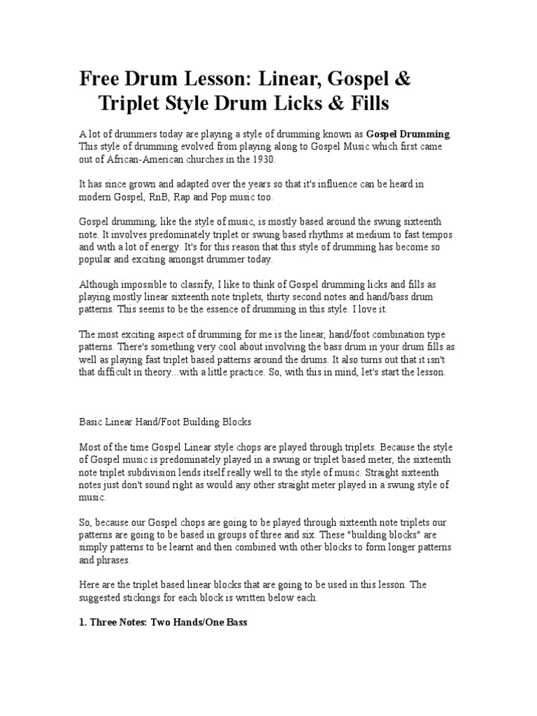 Free Drum Lesson | PDF | Musical Compositions | Rhythm And Meter